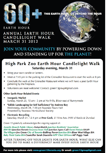 Earth Hour Candlelight Walk in High Park – Runnymede Home & School ...