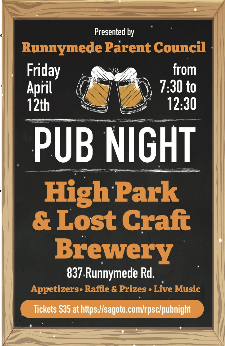 PARENT PUB NIGHT is on April 12th! – Runnymede Home & School Association